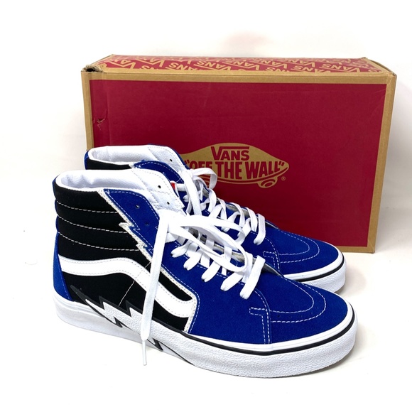 Vans | Shoes | Vans Sk8hi Bolt Blue Black Mens Suede Canvas Skate ...